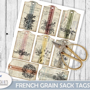 French Grain Sack Tags, Shabby French Tags, Vintage Hang Tag, Tag ...
