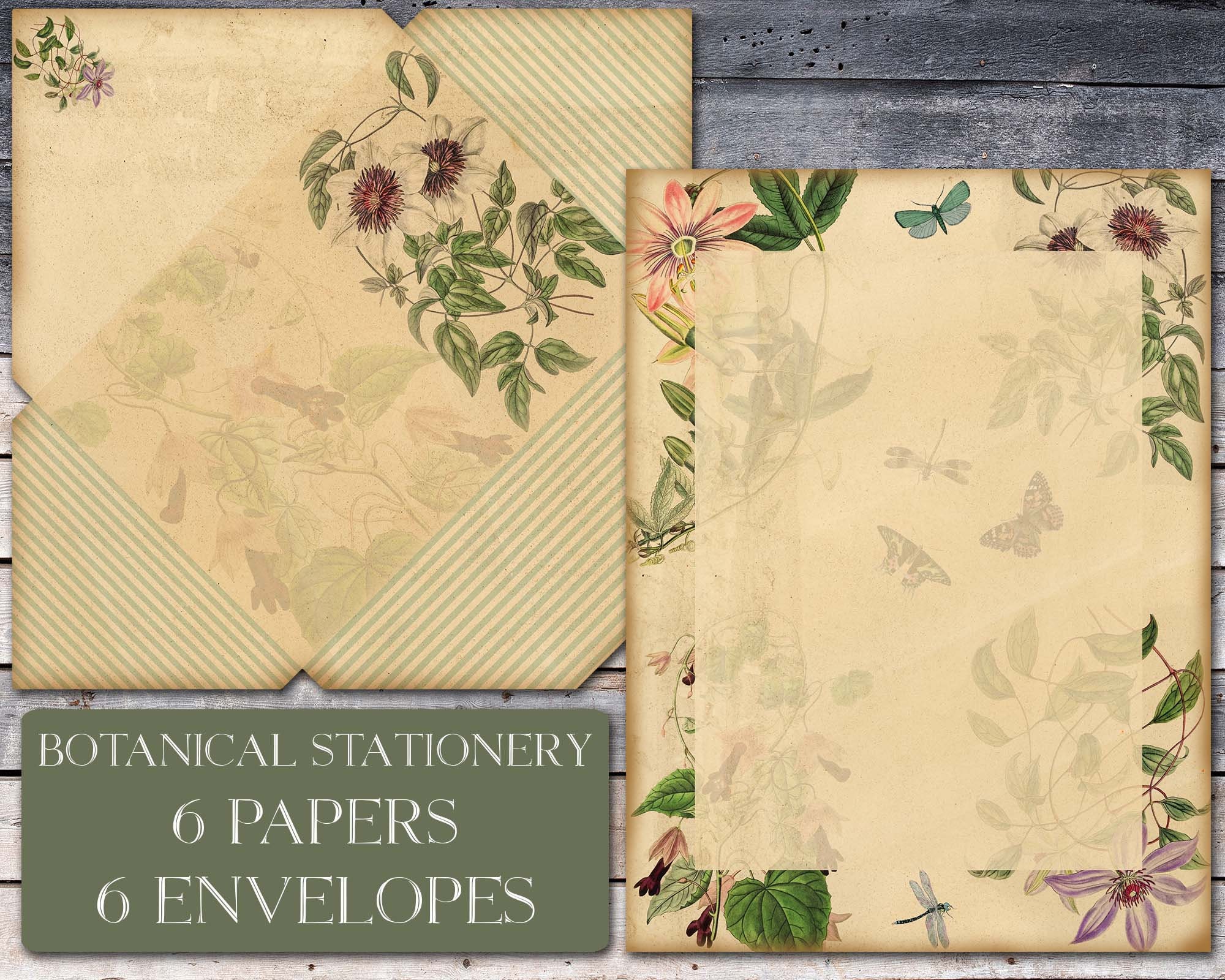 Digital Botanical Stationery Floral Writing Paper and - Etsy
