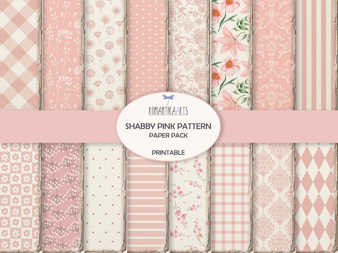 Shabby Pink Pattern Papers, Pink Wallpaper, Decorative Paper ...