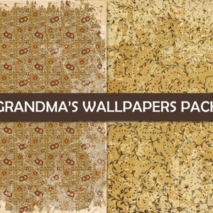 Grandma's Wallpapers Pack, Vintage Paper Pack, Shabby Pattern, Digital ...