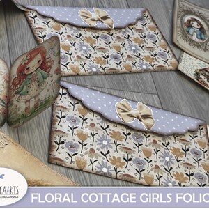 Floral Cottage Girls Folio Kit, Cottagecore Digital Paper, Digital ...