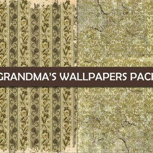 Grandma's Wallpapers Pack, Vintage Paper Pack, Shabby Pattern, Digital ...
