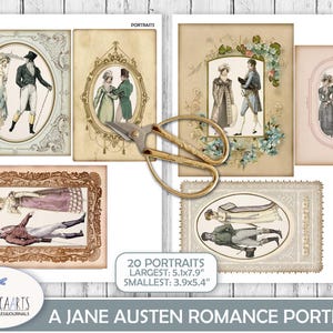 Jane Austen Romance, Portraits, Pride and Prejudice, Junk Journal Kit ...
