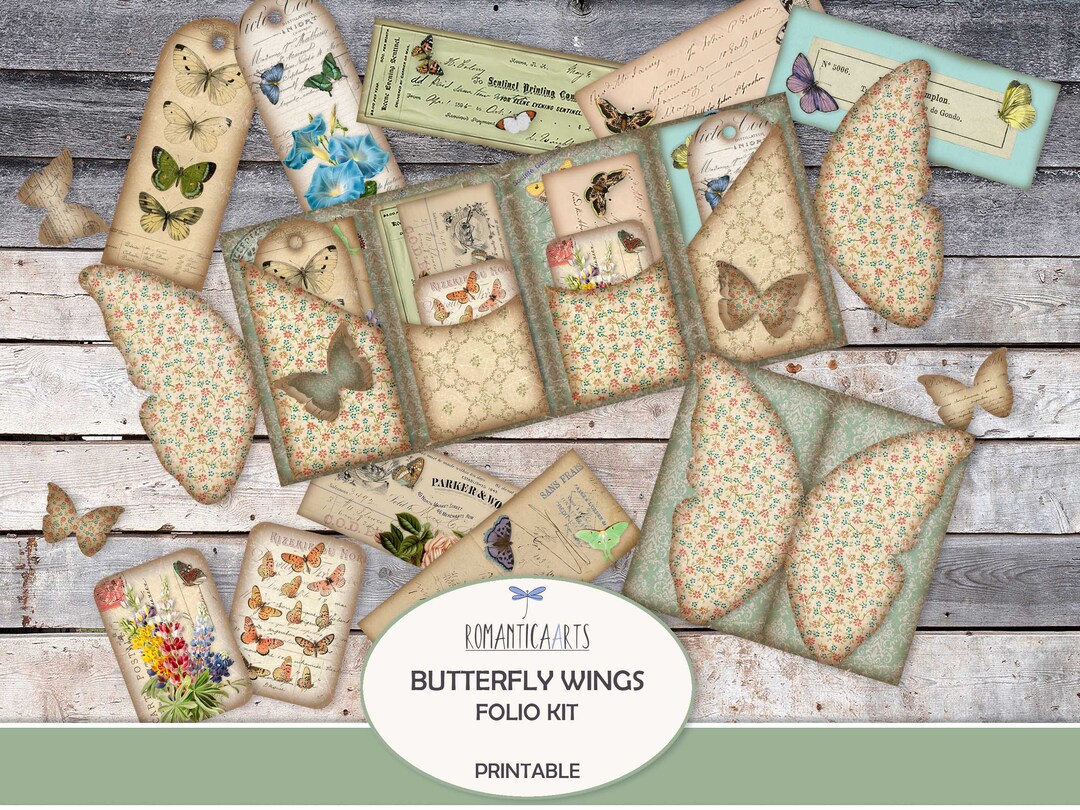 Butterfly Wings Folio Kit, Butterfly Digital Junk Journal, Shabby Four ...