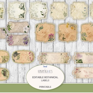 Editable Botanical Labels, Write on Floral Labels, Shabby Flower ...