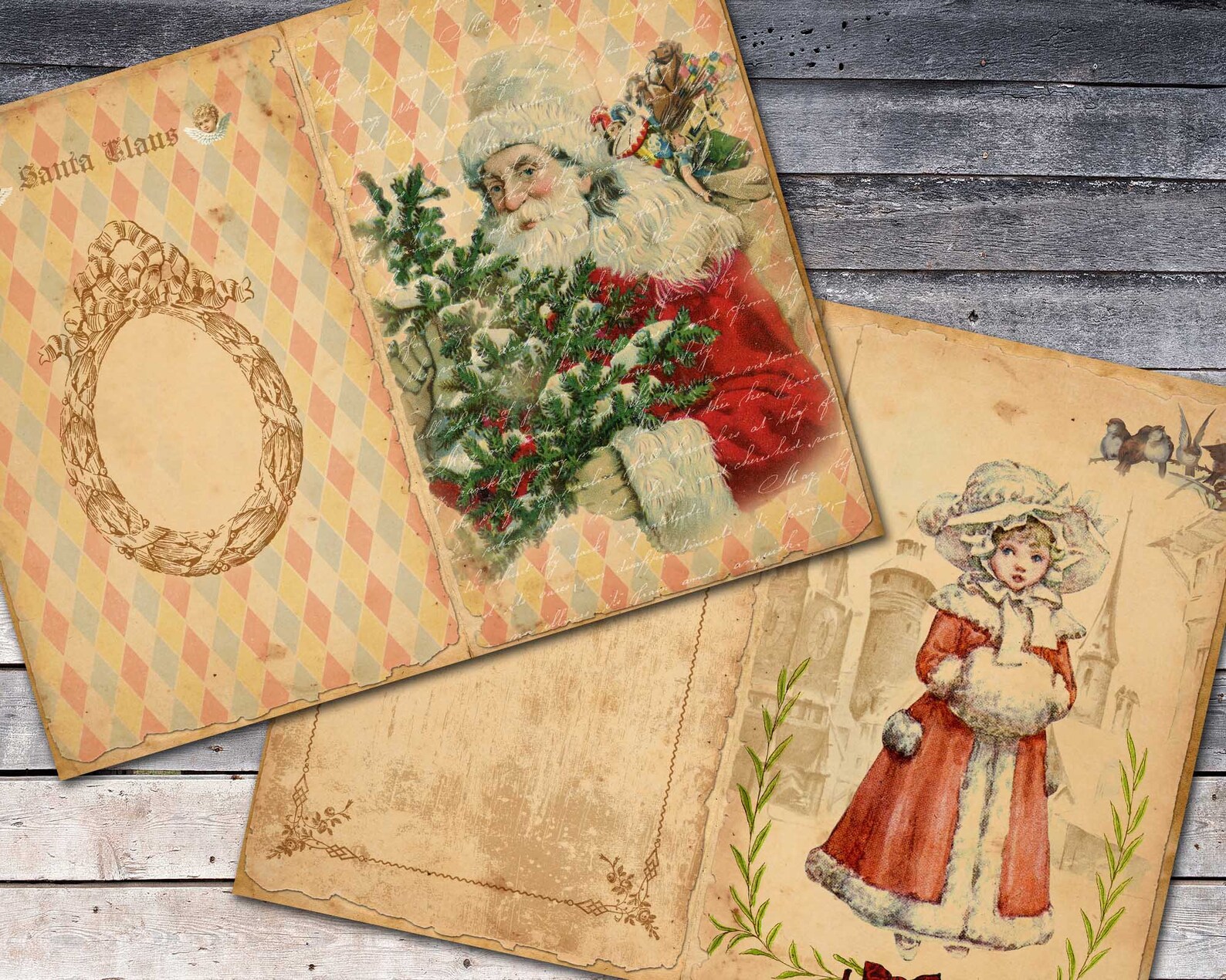 Victorian Christmas Paper for Journal Old World Santa Pages | Etsy