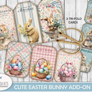 Cute Easter Bunny Add-on Kit, Easter Journal Ephemera, Bunny Journaling ...