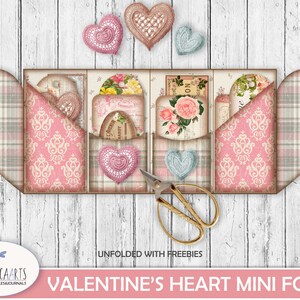Valentines Heart Tri Fold Folio, Valentine Journal Ephemera, Printable ...