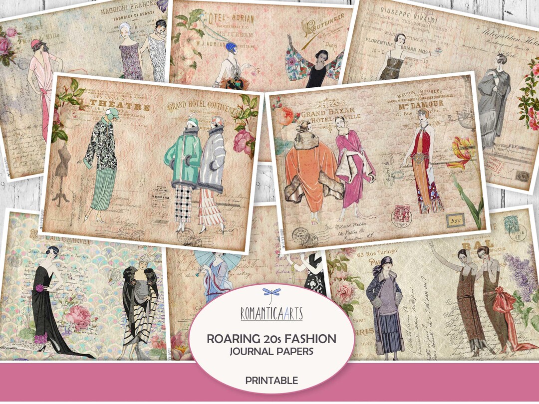 Roaring 20s Fashion Journal Pages, Vintage Ladies, Women Fashion Paper ...