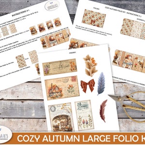 Cozy Autumn Four-fold Folio Kit, Fall Printable, Fold-over Tabbed Folio, Loaded Folder, Folio ...