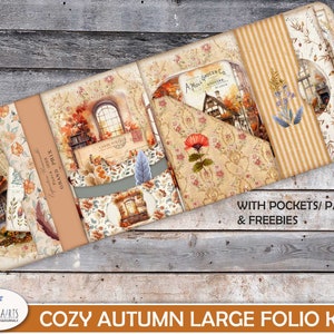 Cozy Autumn Four-fold Folio Kit, Fall Printable, Fold-over Tabbed Folio, Loaded Folder, Folio ...