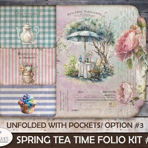 Spring Tea Time Folio Kit, Junk Journal Printable, Tri Fold Folio Kit ...