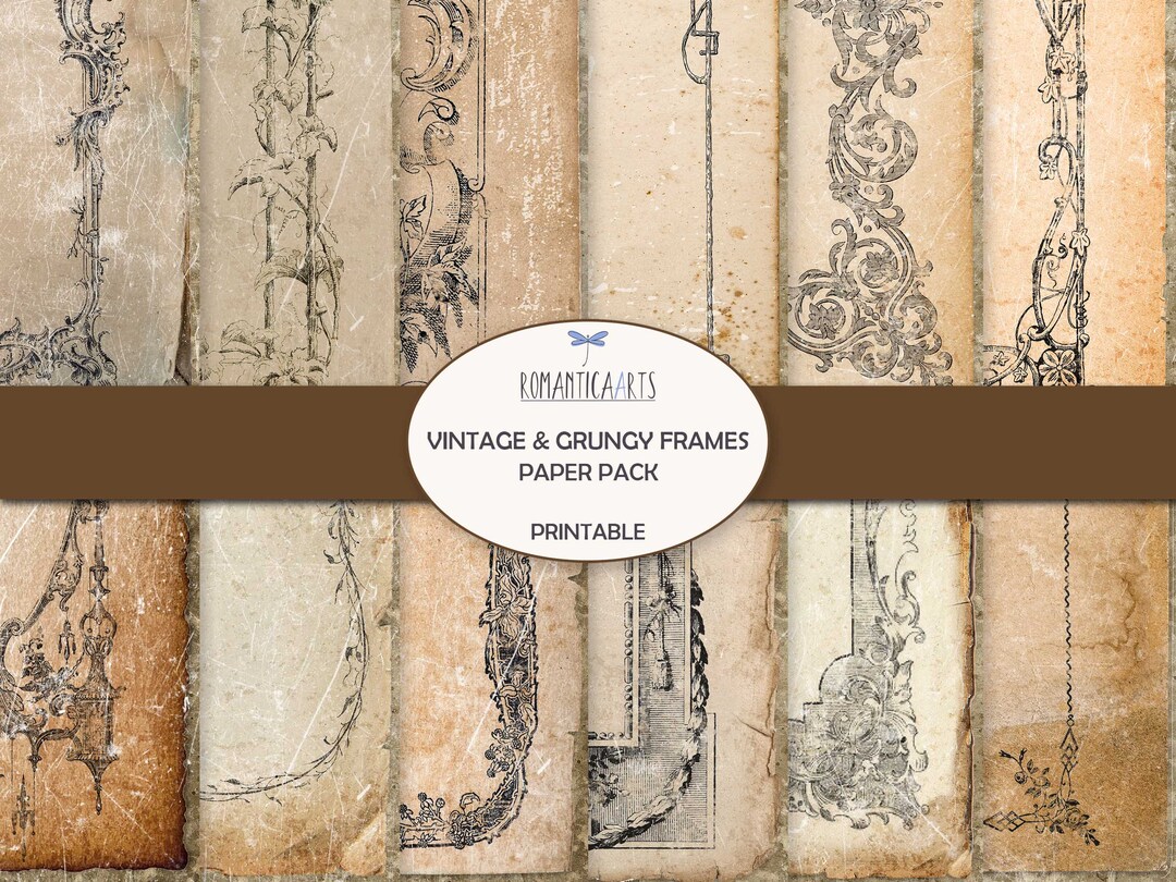 Vintage Frame Paper, Shabby Pages, Distressed Paper, Grunge Digital ...