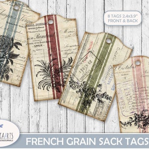 French Grain Sack Tags, Shabby French Tags, Vintage Hang Tag, Tag ...