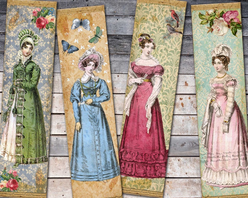 Jane Austen Bookmarks Austen Strips Regency Papers Regency - Etsy