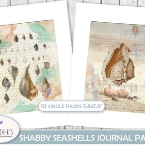 Printable Seashells Paper for Journal, Sea Life Pages for Scrapbooking ...