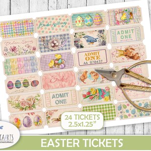 Printable Easter Tickets for Crafting, Easter Digital Paper, Easter ...