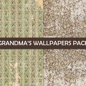 Grandma's Wallpapers Pack, Vintage Paper Pack, Shabby Pattern, Digital ...