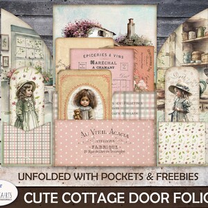 Cute Cottage Double Door Folio, Junk Journal Printable, Cottage Girls ...