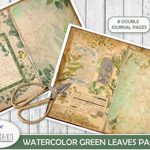 Green Leaves Journal Pages, Greenery Digitals, Shabby Leaves, Botanical ...