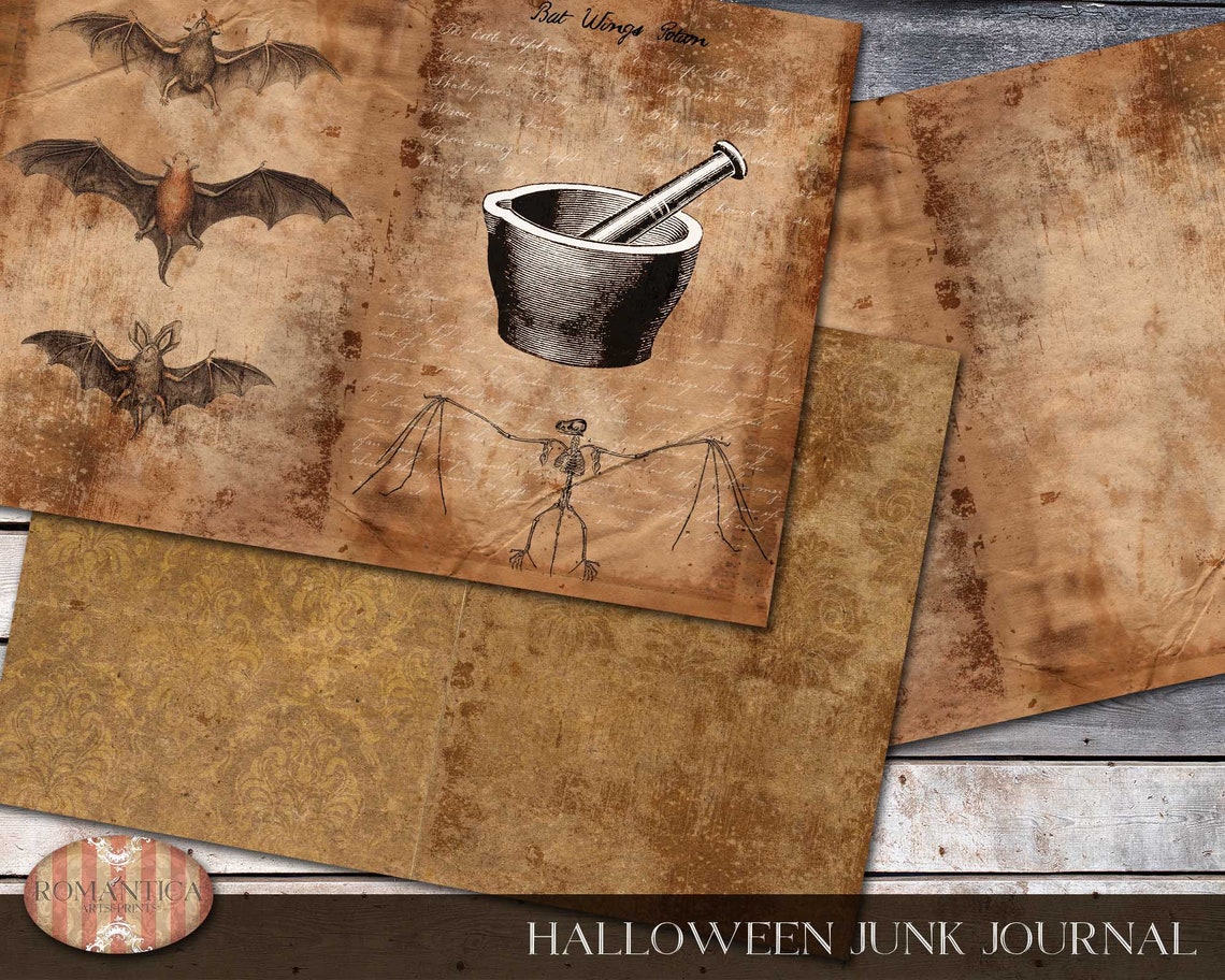 Halloween Junk Journal Kit Digital Creepy Halloween Papers - Etsy