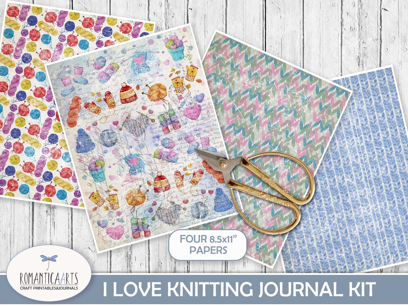 I Love Knitting Journal Kit, Junk Journal, Knitting Lover Paper, Yarn ...