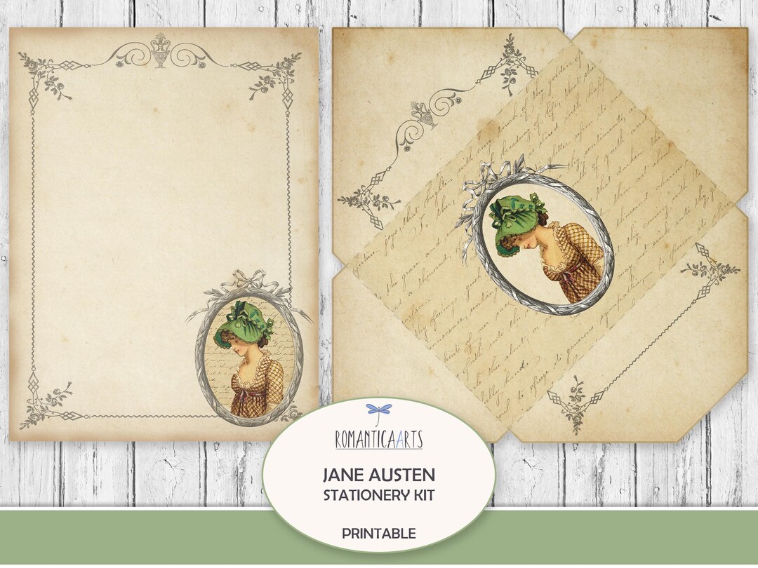 Digital Jane Austen Stationery Kit, Austen Writing Papers, Regency ...