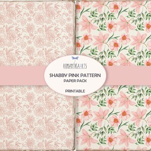 Shabby Pink Pattern Papers, Pink Wallpaper, Decorative Paper ...