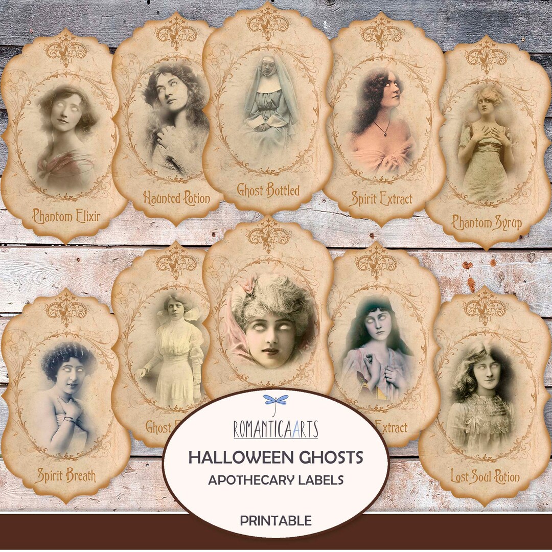 Halloween Ghosts Labels for Apothecary Jars, Printable Spooky Bottle ...