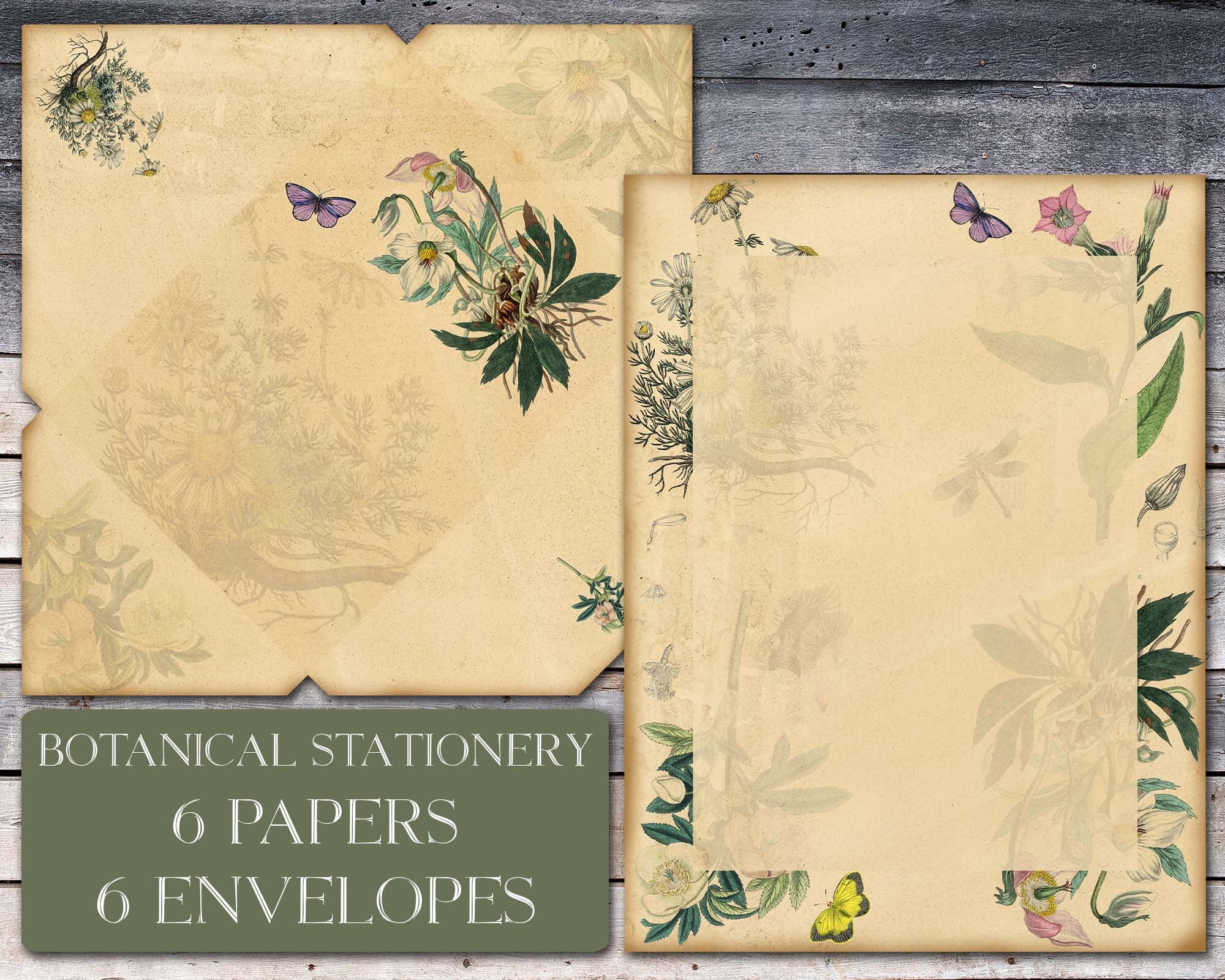 Digital Botanical Stationery Floral Writing Paper and - Etsy