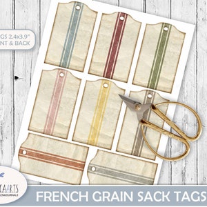 French Grain Sack Tags, Shabby French Tags, Vintage Hang Tag, Tag ...