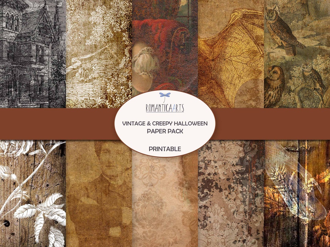 Digital Halloween Printable Paper Pack, Creepy Paper for Crafting ...