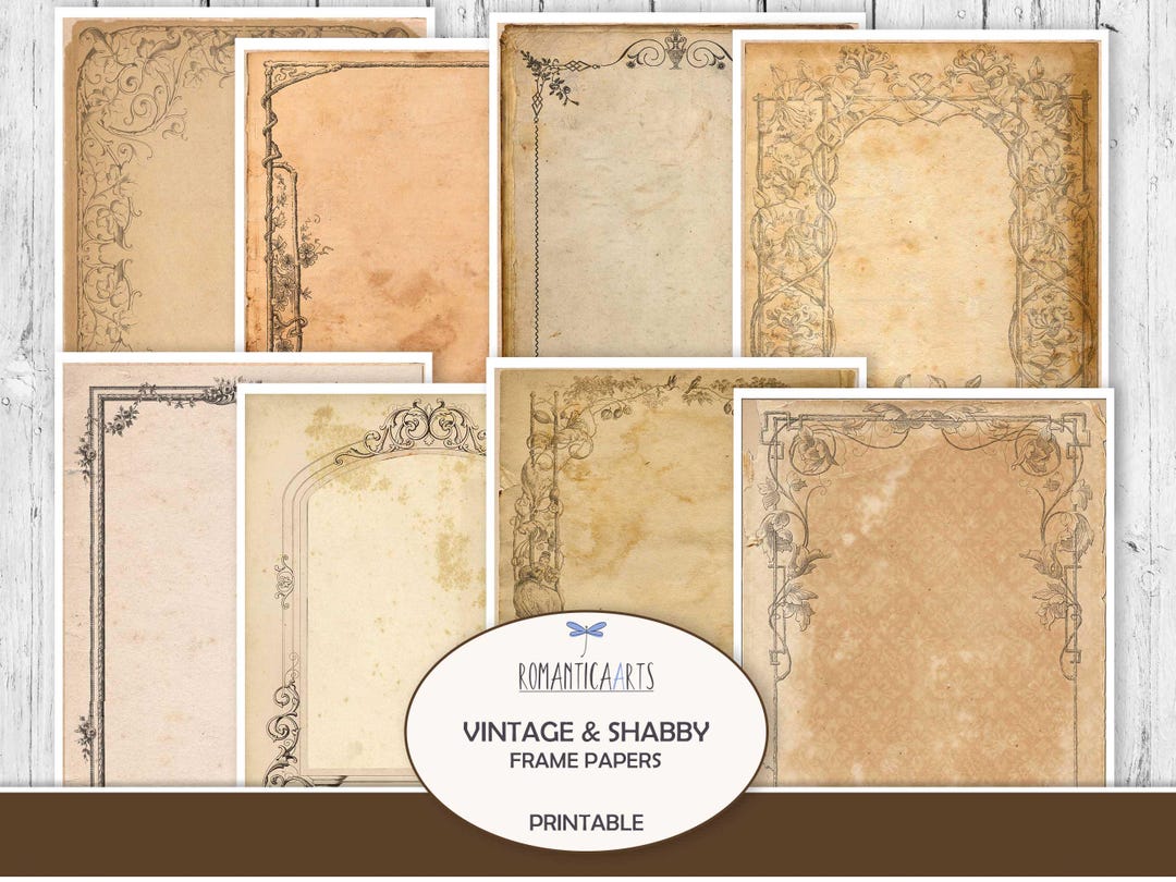 Vintage Frame Papers, Distressed Paper, Layered Pages, Grunge Digital ...