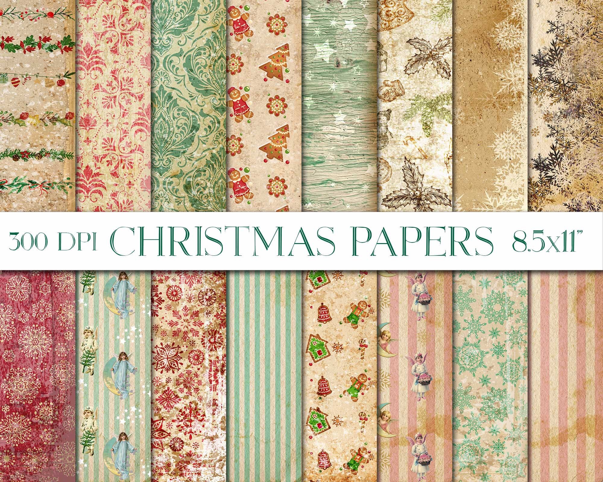 Christmas Paper Digital Paper Pack Shabby Damask Snowflake - Etsy