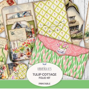 Tulip Cottage Folio Kit, Printable Tulip Journal, Cottage Core Digital ...