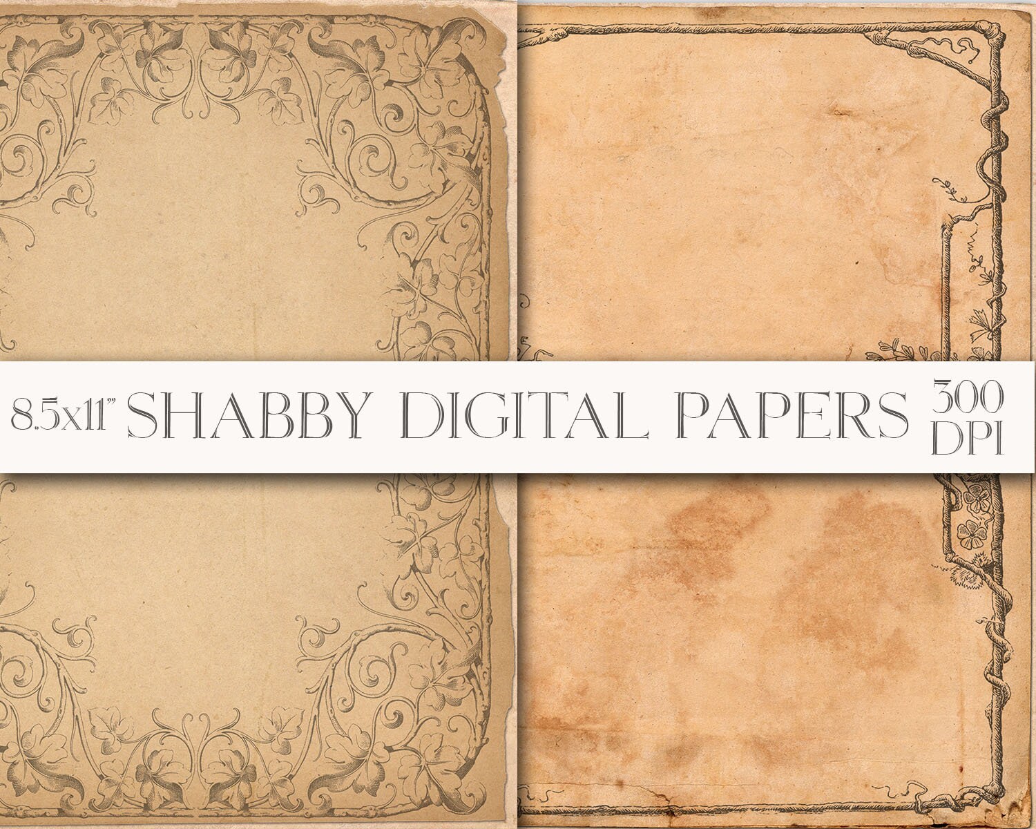 Vintage Frame Papers Distressed Paper Layered Pages Grunge - Etsy