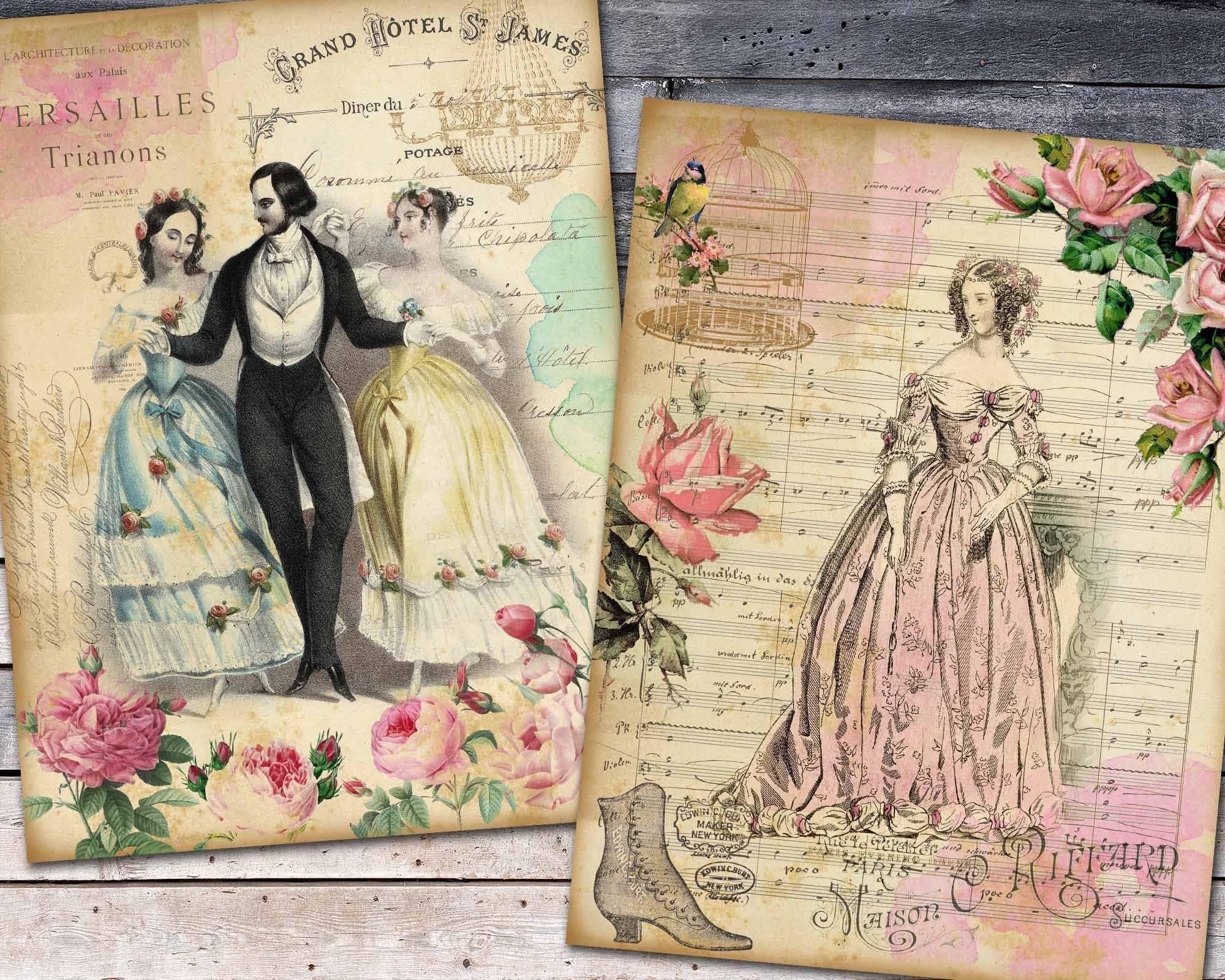 Digital Victorian Fashion Papers For Journal Vintage Ladies | Etsy
