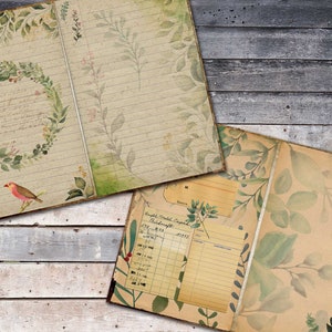 Green Leaves Journal Pages, Greenery Digitals, Shabby Leaves, Botanical ...