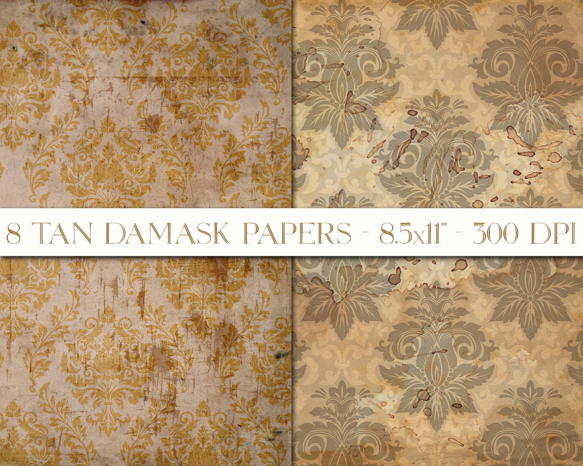 Digital Tan Damask Papers for Crafting Brown Damask Paper - Etsy