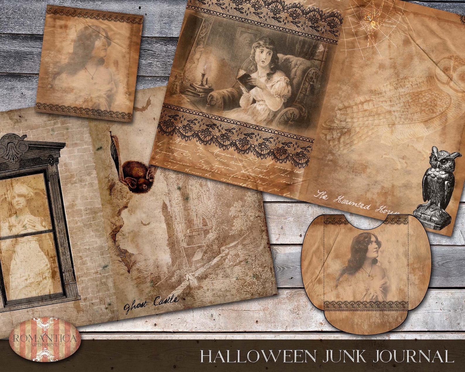 Halloween Junk Journal Kit Digital Creepy Halloween Papers | Etsy