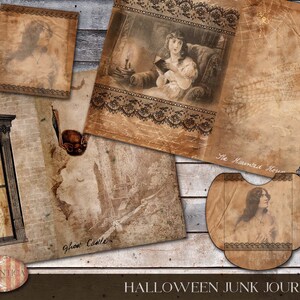 Halloween Junk Journal Kit Digital, Creepy Halloween Papers for ...
