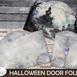 Halloween Door Folio Kit, Loaded Folder, Shabby Folding Folio, Halloween Printable, Junk Journal ...