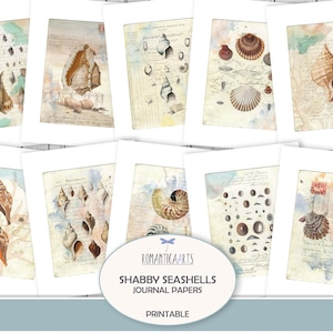 Printable Seashells Paper for Journal, Sea Life Pages for Scrapbooking ...