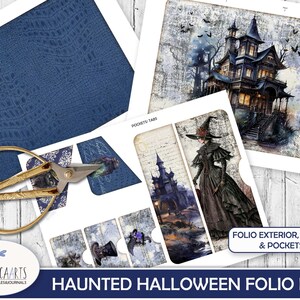 Haunted Halloween Folio Kit, Junk Journal Printable, Halloween Folder, Tri Fold Folio, Loaded ...