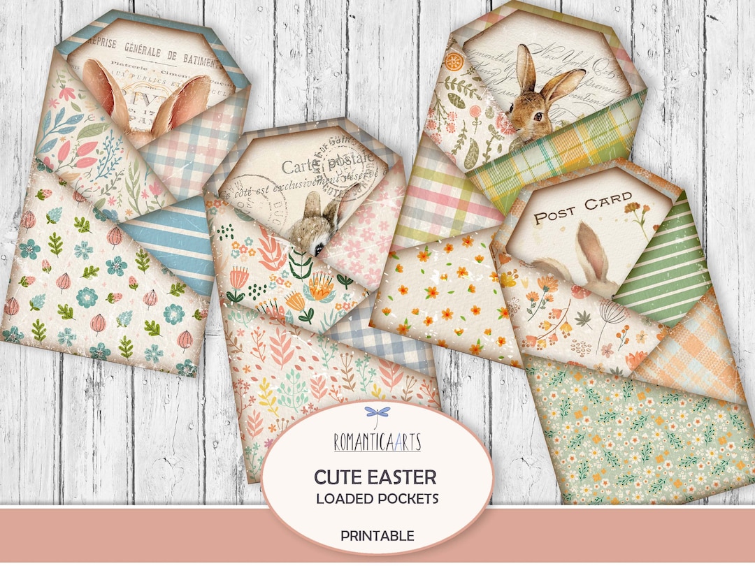 Cute Easter Loaded Pockets, Junk Journal Pockets, Easter Ephemera ...