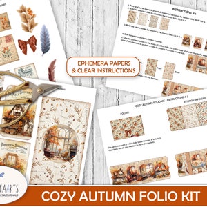 Cozy Autumn Four-fold Folio Kit, Fall Printable, Fold-over Tabbed Folio, Loaded Folder, Folio ...