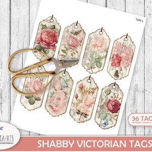 Vintage Hang Tag, Digital Junk Journal Shabby Kit, Roses Tags for ...