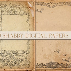 Vintage Frame Papers, Shabby Journal Paper, Layered Pages, Junk Journal ...