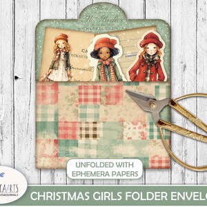 Christmas Girls Folder Envelope for Journals, Pocket Folder, Scrapbook ...