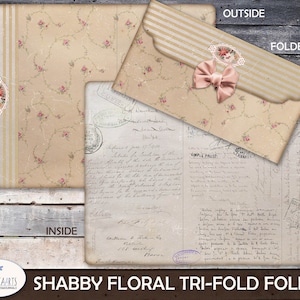 Shabby Floral Folio, Junk Journal Printable, Tri Fold Folio Kit, Happy ...